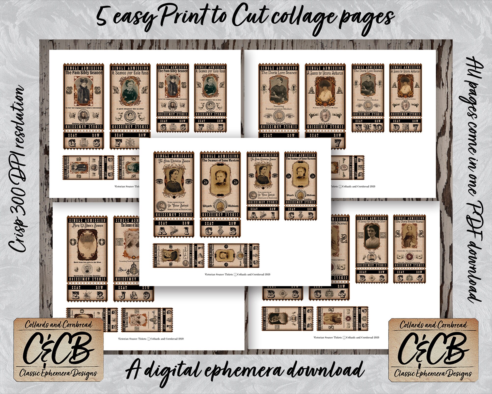 Victorian Seance Admission Ticket Set Printable Digital | Etsy
