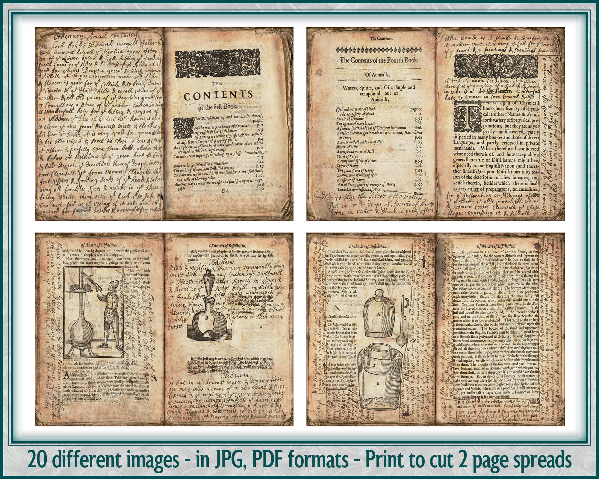Antique Distillation Recipe Book Pages Digital Download Print to Cut ...