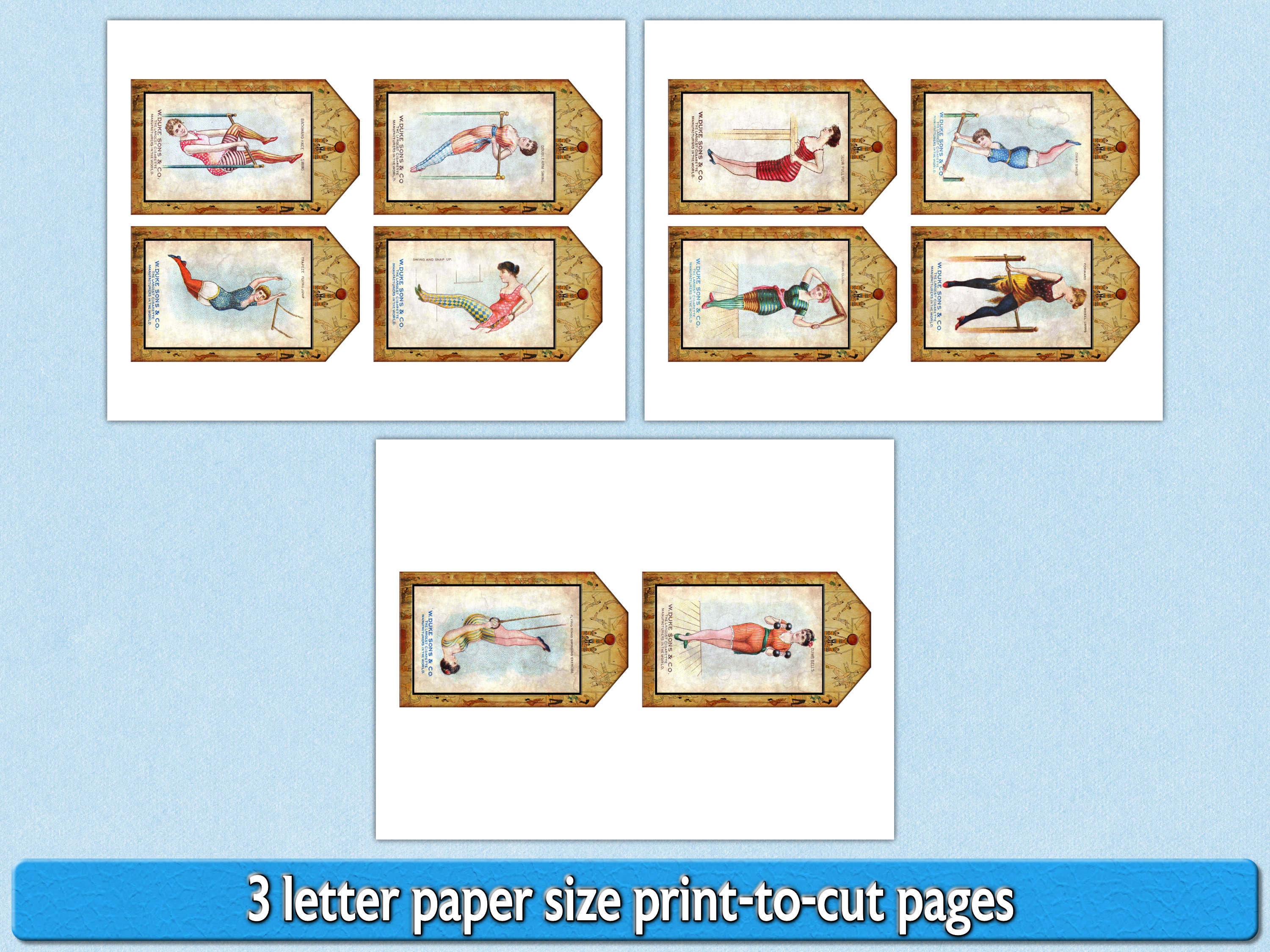 Victorian Gymnast Acrobatic Circus Ladies Journal Cards Digital ...
