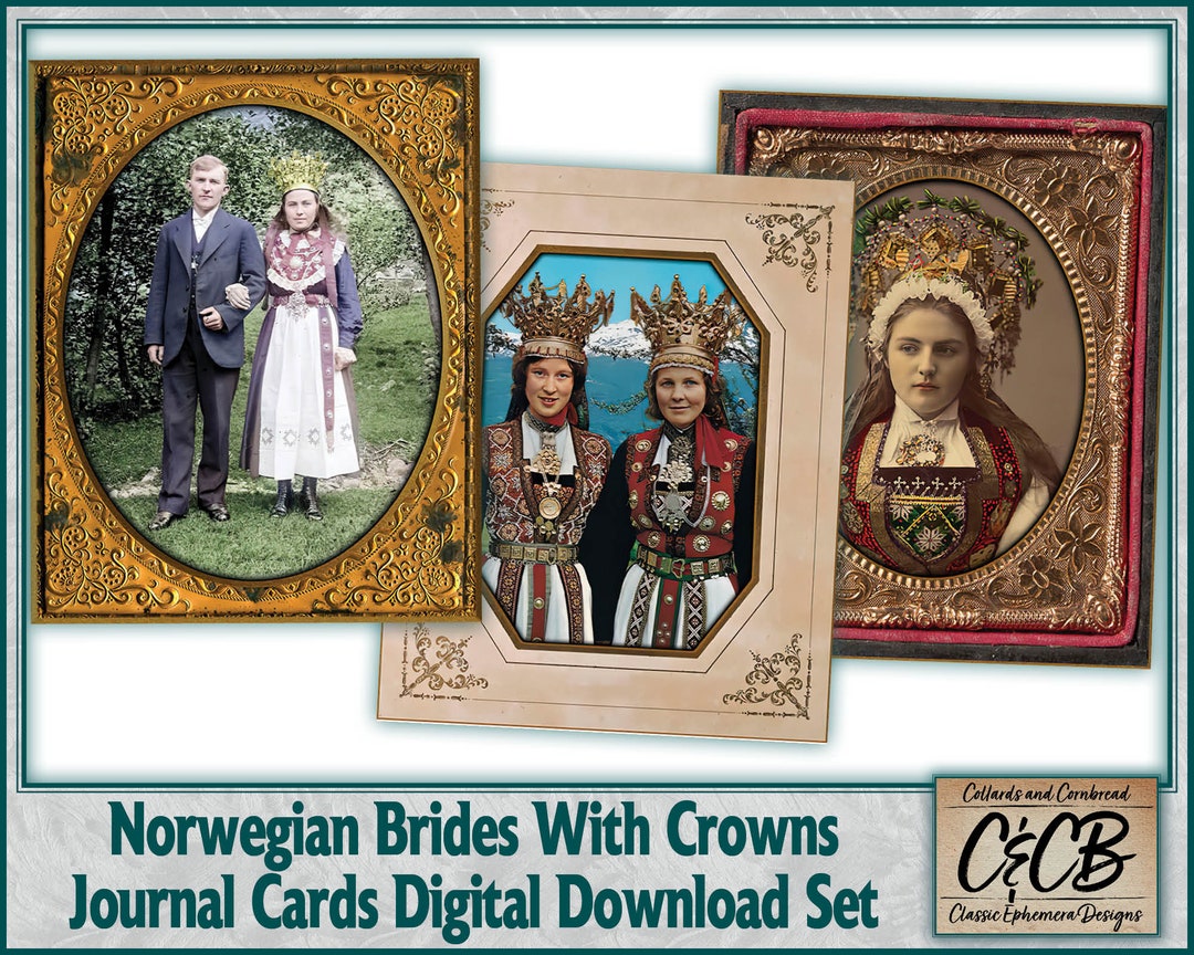 Norwegian Brides With Crowns Photo Journal Cards Digital Download Kit ...