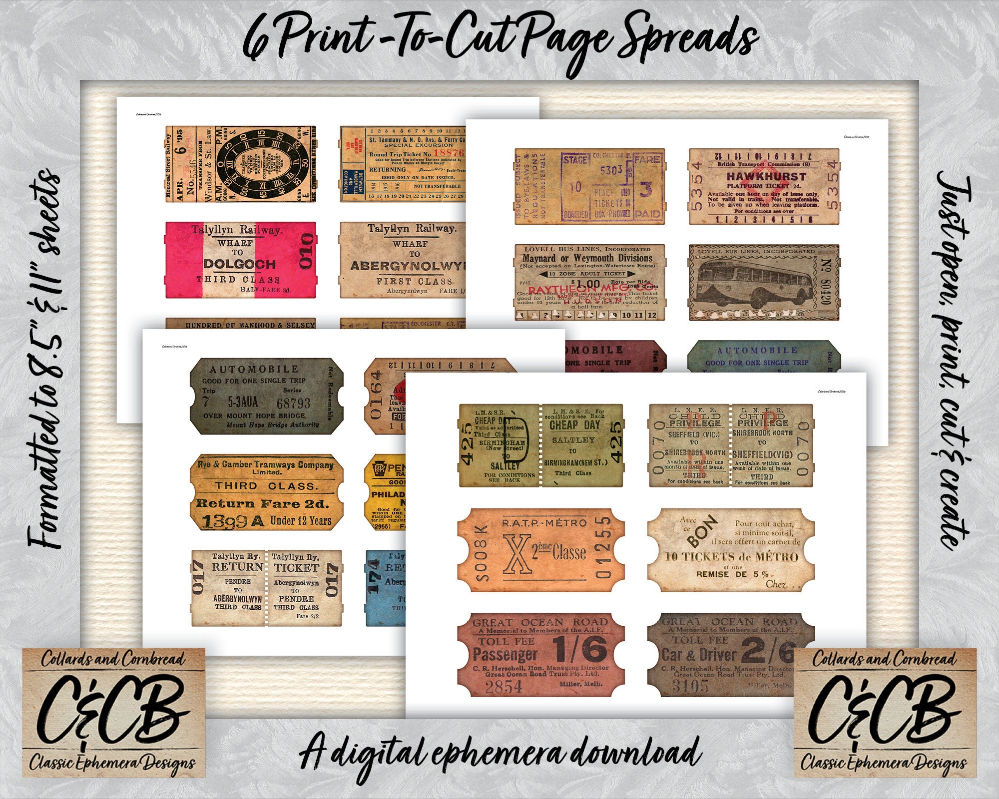 Train Bus Trolley Ferry & Toll Passes and Tickets Printable - Etsy