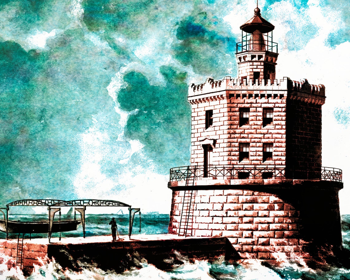 Victorian Lighthouse in Rough Seas Digital Download Wall Decor - Etsy