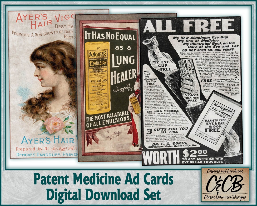 Antique Patent Medicine Advertising Cards, Ephemera Set (digital ...