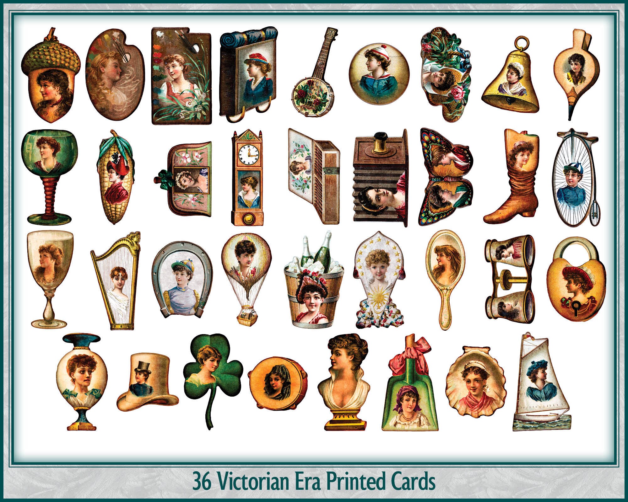 Beautiful Victorian Ladies Print Cards Printable Digital Download ...