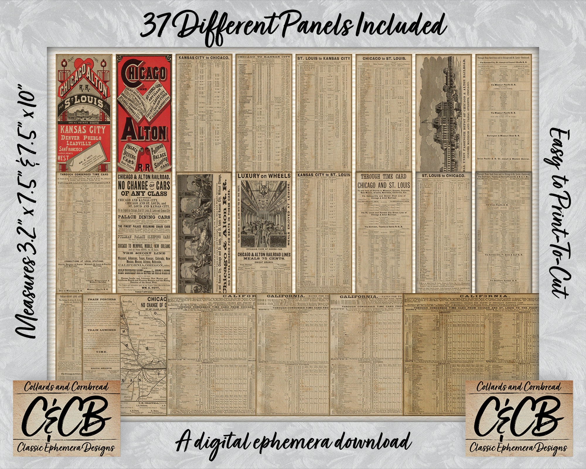 Antique Chicago & Alton Railroad Schedule Page Set Digital Download for ...