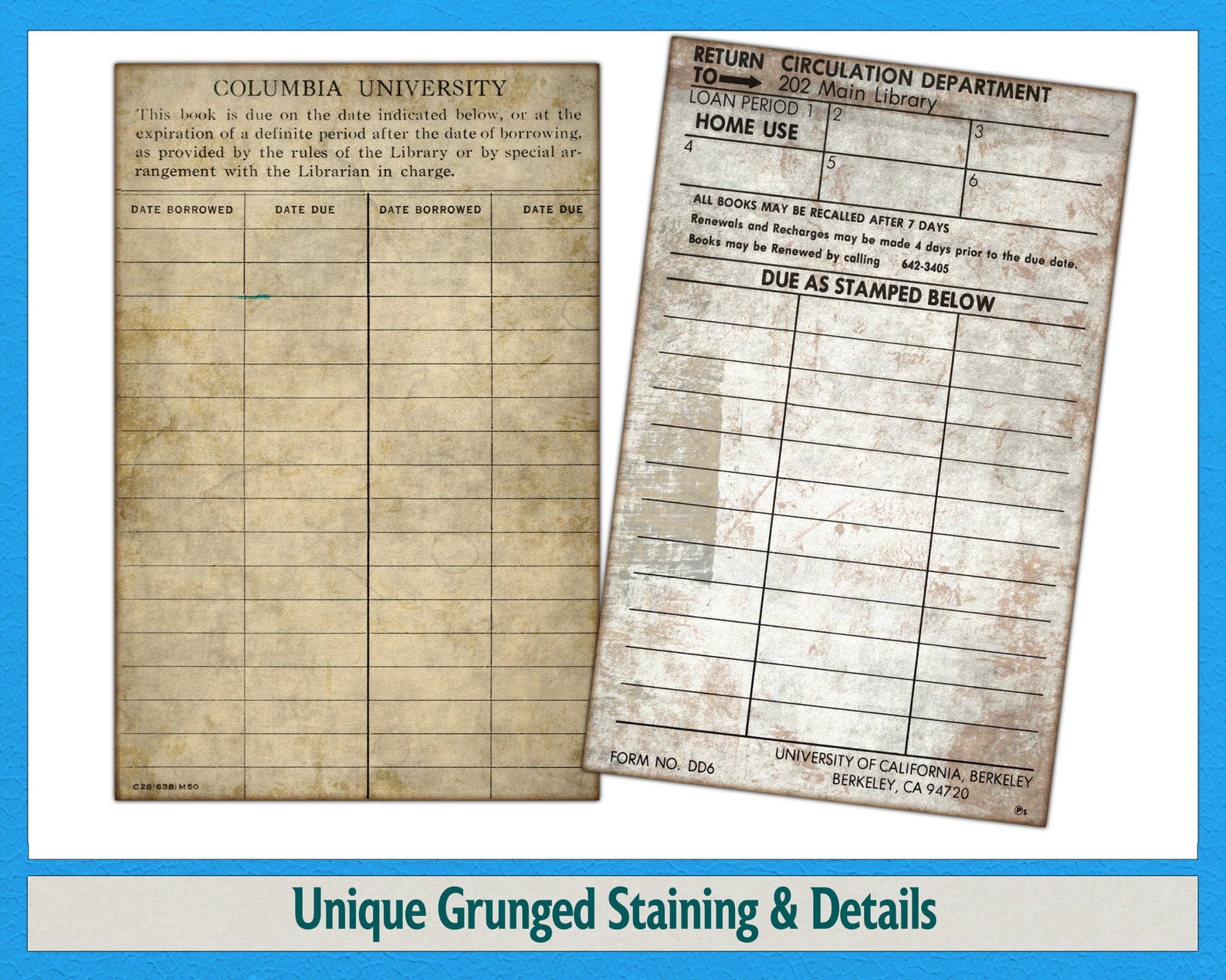 Grunged Library Due Date Slips Printable Digital Download - Etsy