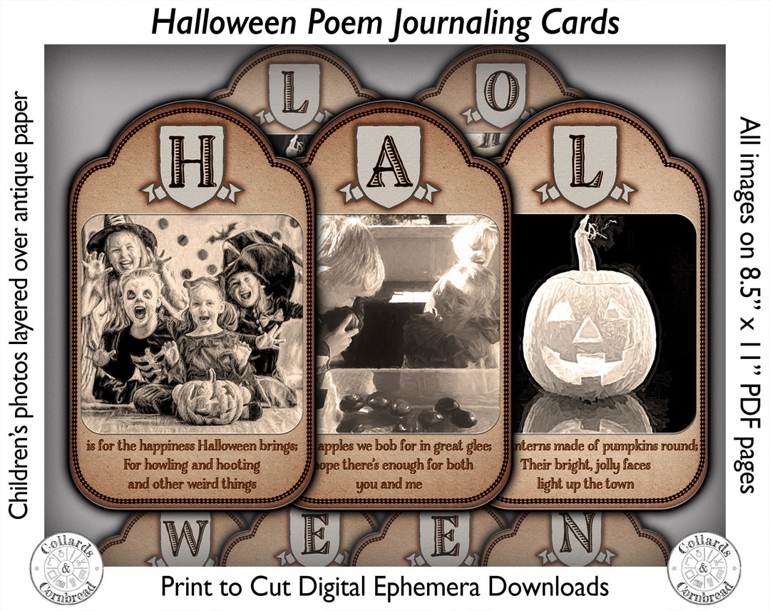 Halloween Poem Journaling Cards Printable Digital Download Ephemera ...
