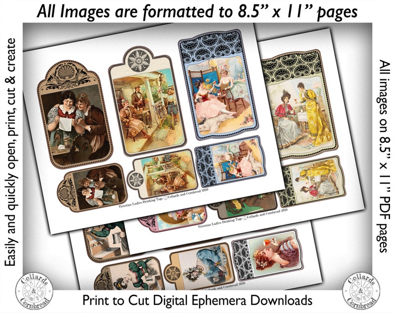 Victorian Drinking Lady Ad Cards Printable Digital Download Ephemera ...