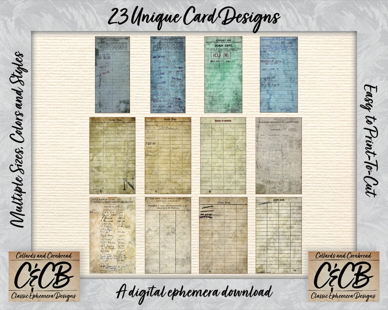 Grunged Library Due Date Slips Printable Digital Download | Etsy