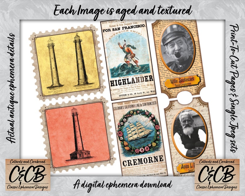 Sea Captains Lighthouses and Clipper Ships Junk Journal Kit - Etsy