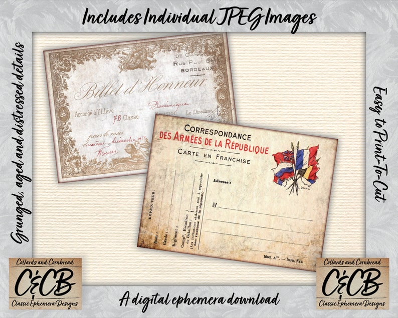French Receipts, Bills & Papers Ephemera Digital Download Set for Junk ...
