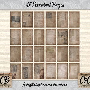 Antique Scrapbook Journal and Newspaper Clipping Pages Digital Download ...