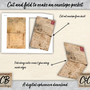 French Grunged and Stained Folding Double Sided Envelope Pockets ...