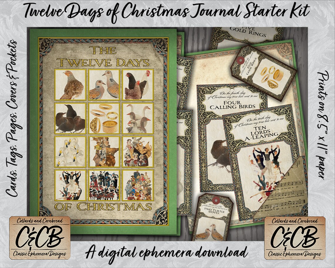 Twelve Days of Christmas Journal Starter Kit Printable Digital | Etsy