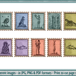 Egyptian Symbol Hieroglyph Aged Paper Tag Stamps Digital Download Set ...