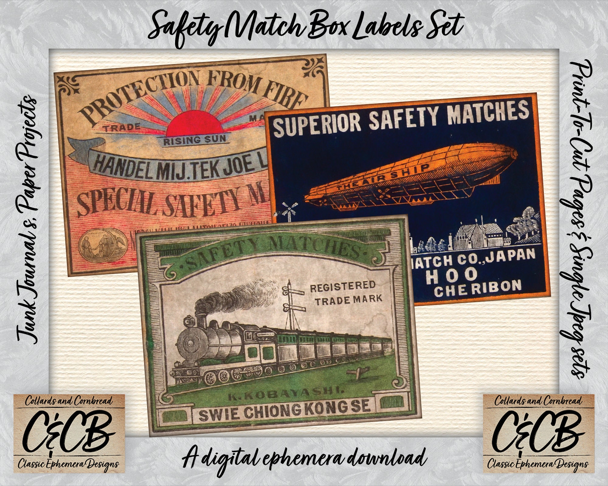 Retro Match Book Covers & Labels Digital Download Ephemera Set #4 for ...