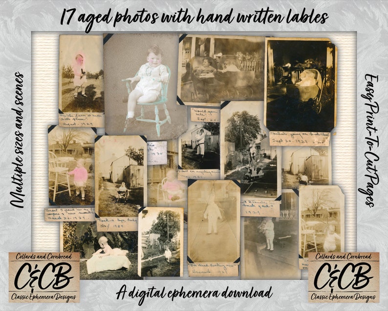 Vintage Aged Scrapbook Pages and Photos Junk Journal Starter Set ...