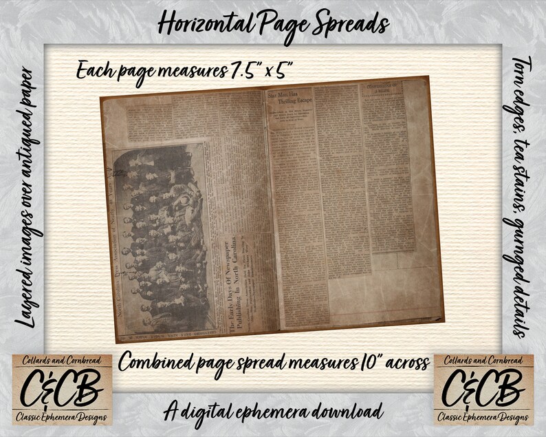 Antique Scrapbook Journal and Newspaper Clipping Pages Digital Download ...