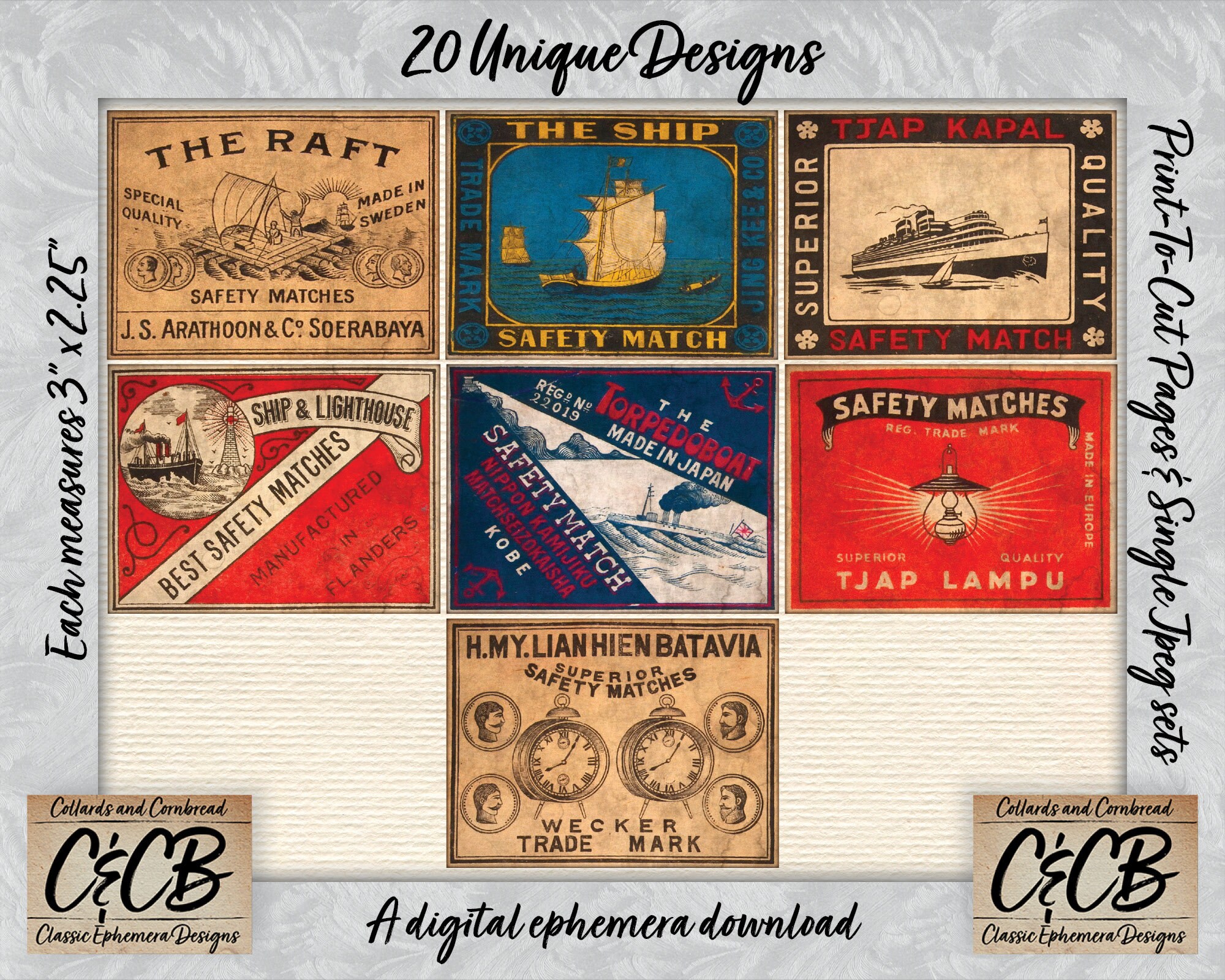 Retro Match Book Covers & Labels Digital Download Ephemera Set #4 for ...