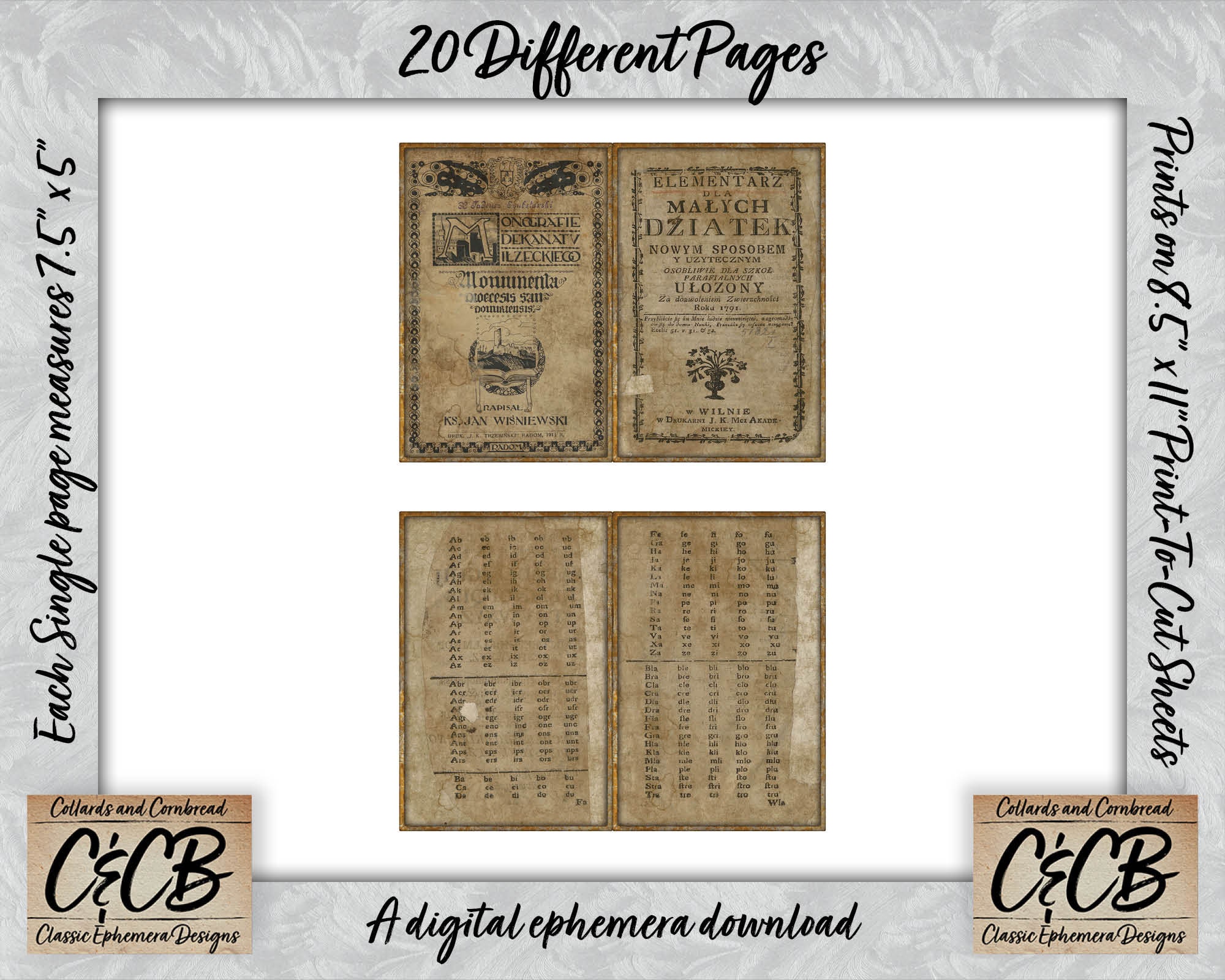 Gunged, Stained & Tattered Antique Journal Book Pages Digital Download ...
