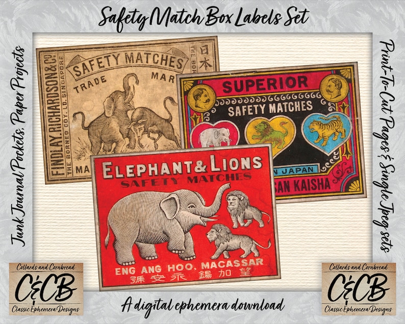 Retro Match Book Covers & Labels Digital Download Ephemera Set - Etsy