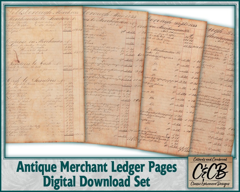 Antique Merchant Ledger Pages, Ephemera Kit (digital Download) - Etsy
