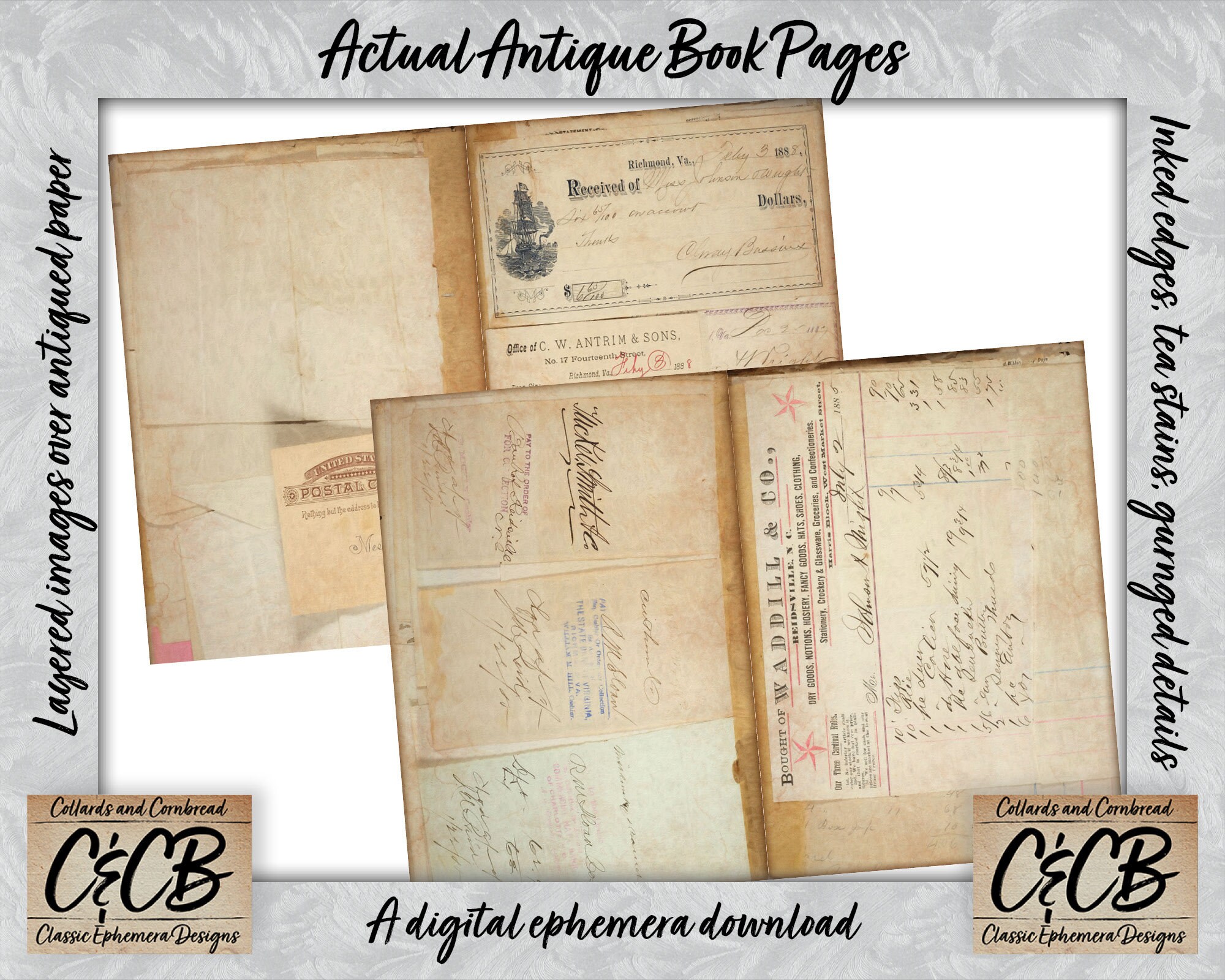 Business Receipt Scrapbook Pages Financial Ephemera Digital Download ...