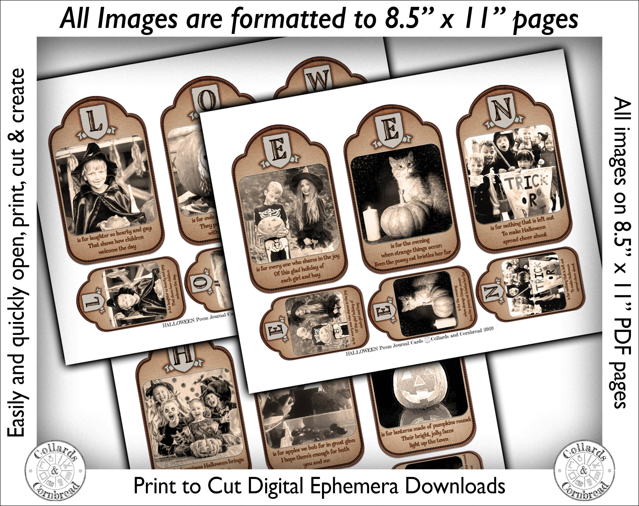 Halloween Poem Journaling Cards Printable Digital Download Ephemera ...