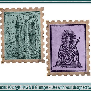 Egyptian Symbol Hieroglyph Aged Paper Tag Stamps Digital Download Set ...