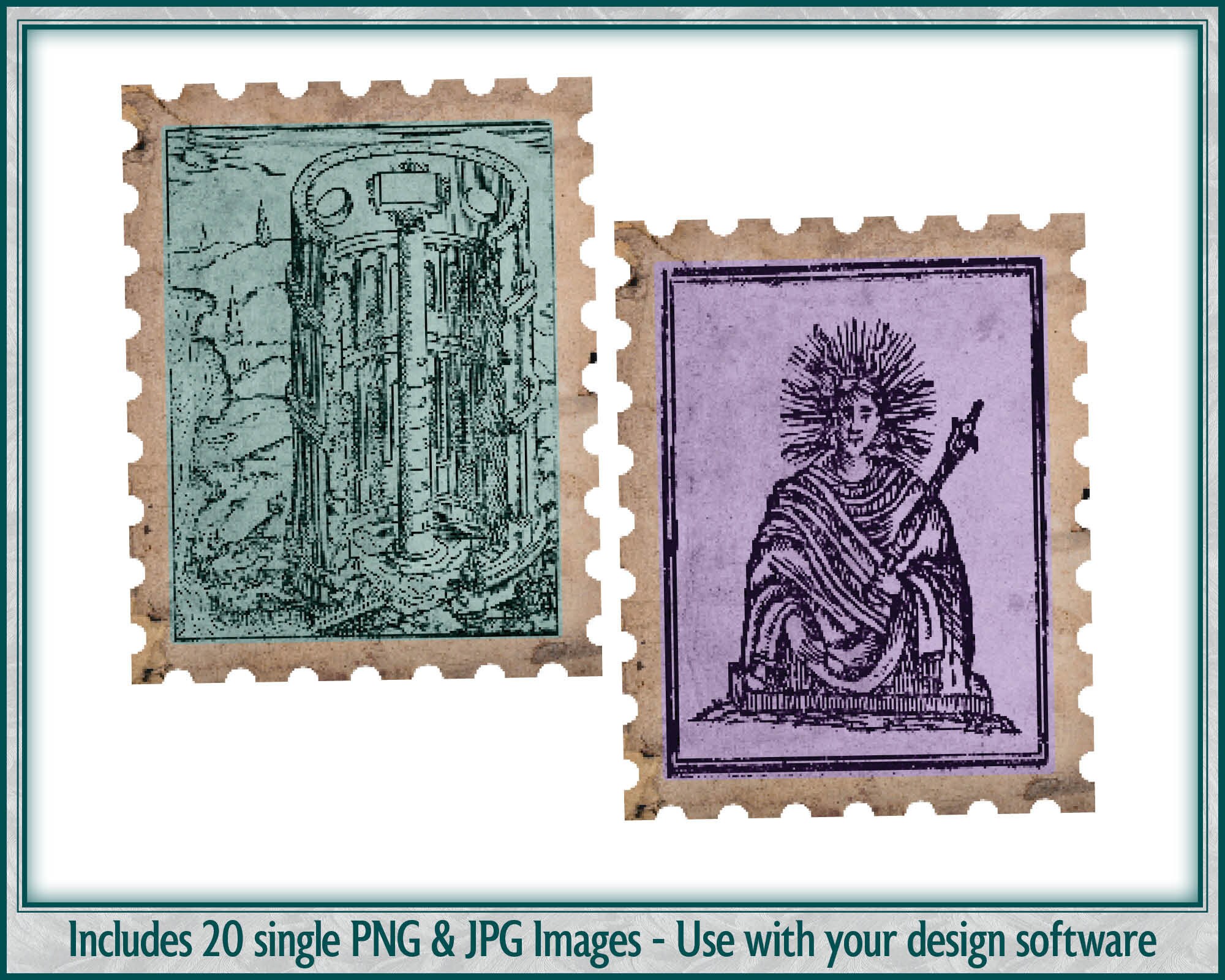 Egyptian Symbol Hieroglyph Aged Paper Tag Stamps Digital Download Set ...