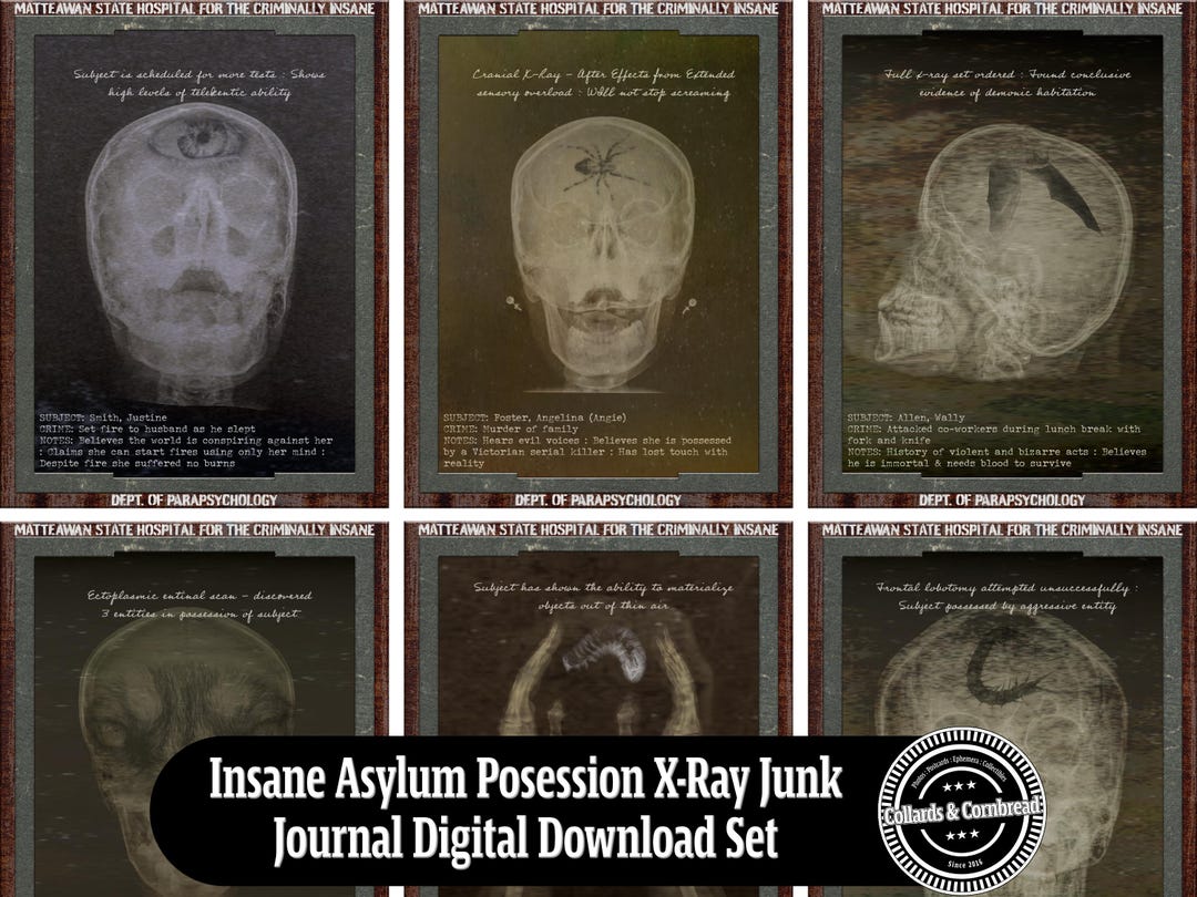 Insane Possession X-rays Halloween Journal Tags Printable Digital ...