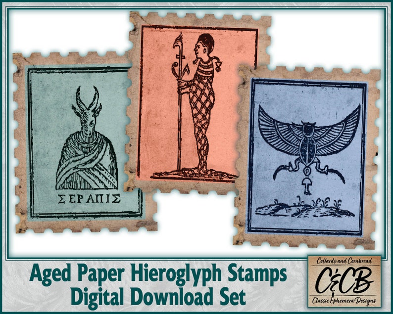 Egyptian Symbol Hieroglyph Aged Paper Tag Stamps Digital Download Set ...