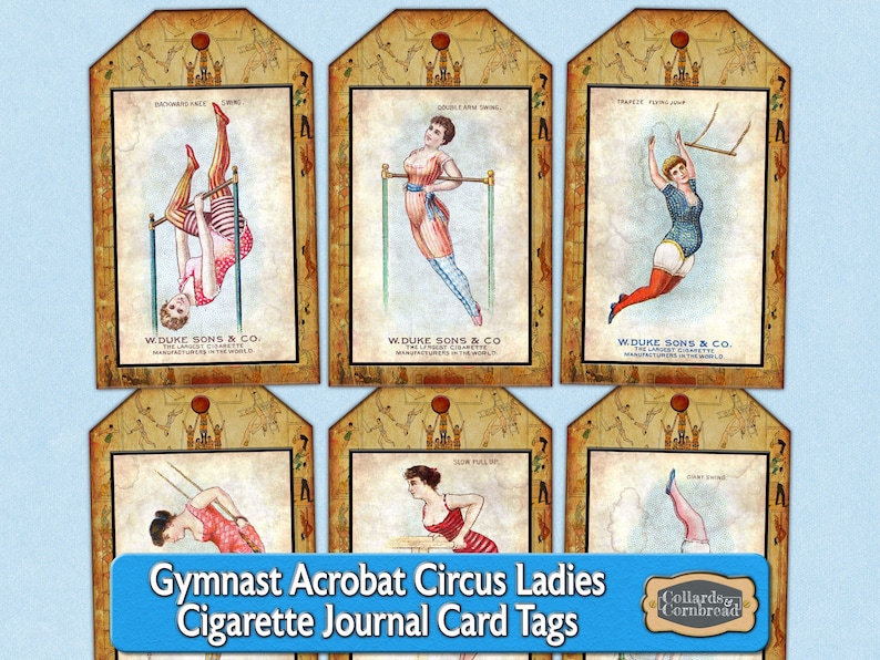 Victorian Gymnast Acrobatic Circus Ladies Journal Cards Digital ...