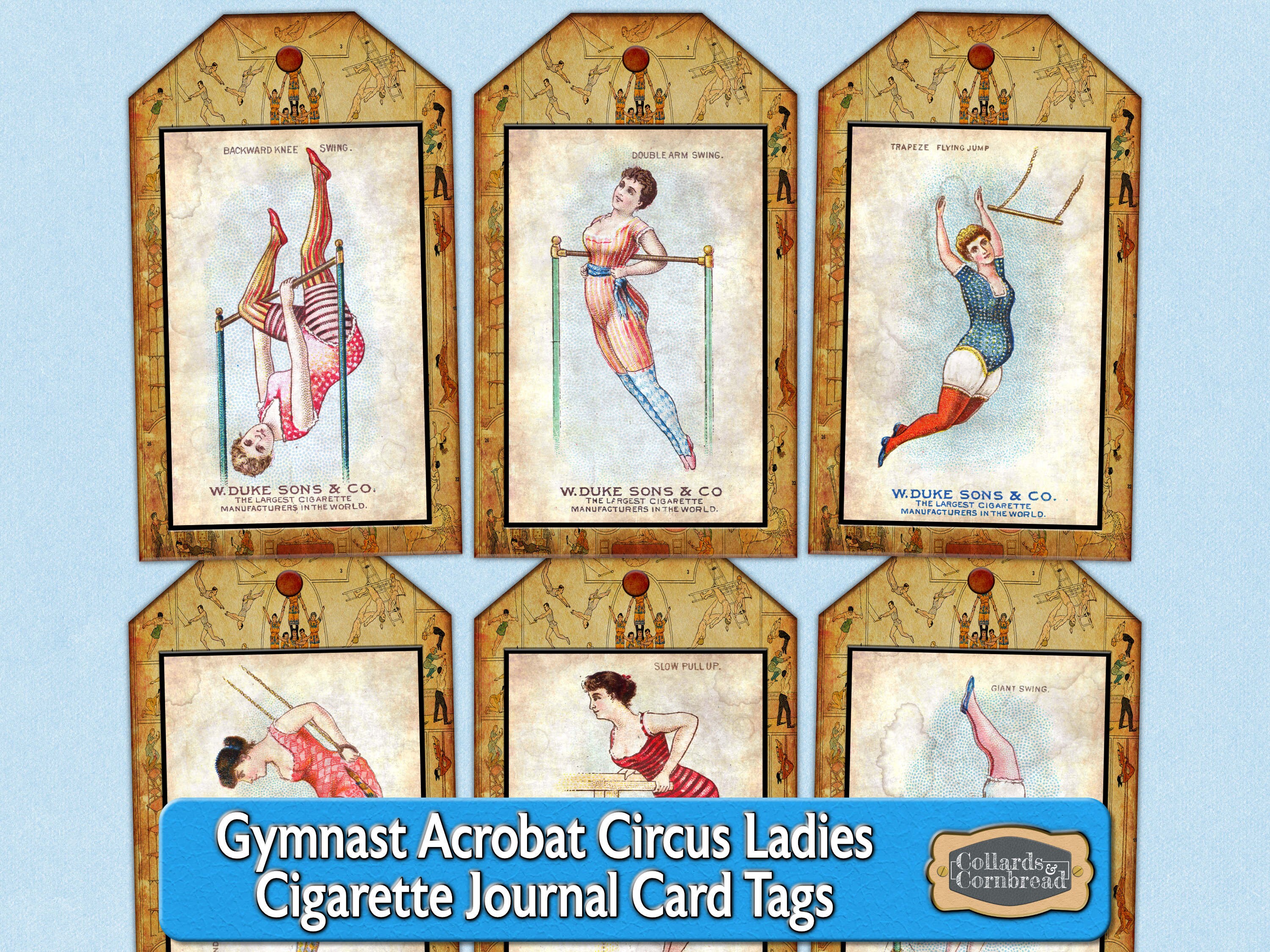 Victorian Gymnast Acrobatic Circus Ladies Journal Cards Digital ...