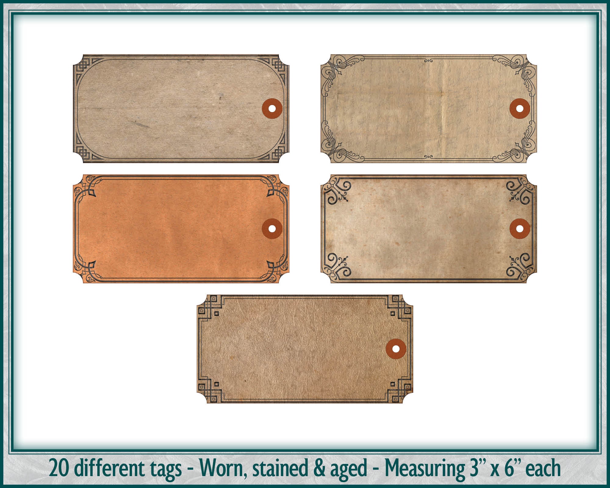 Stained Worn & Grunged Blank Tags Printable Digital Download - Etsy