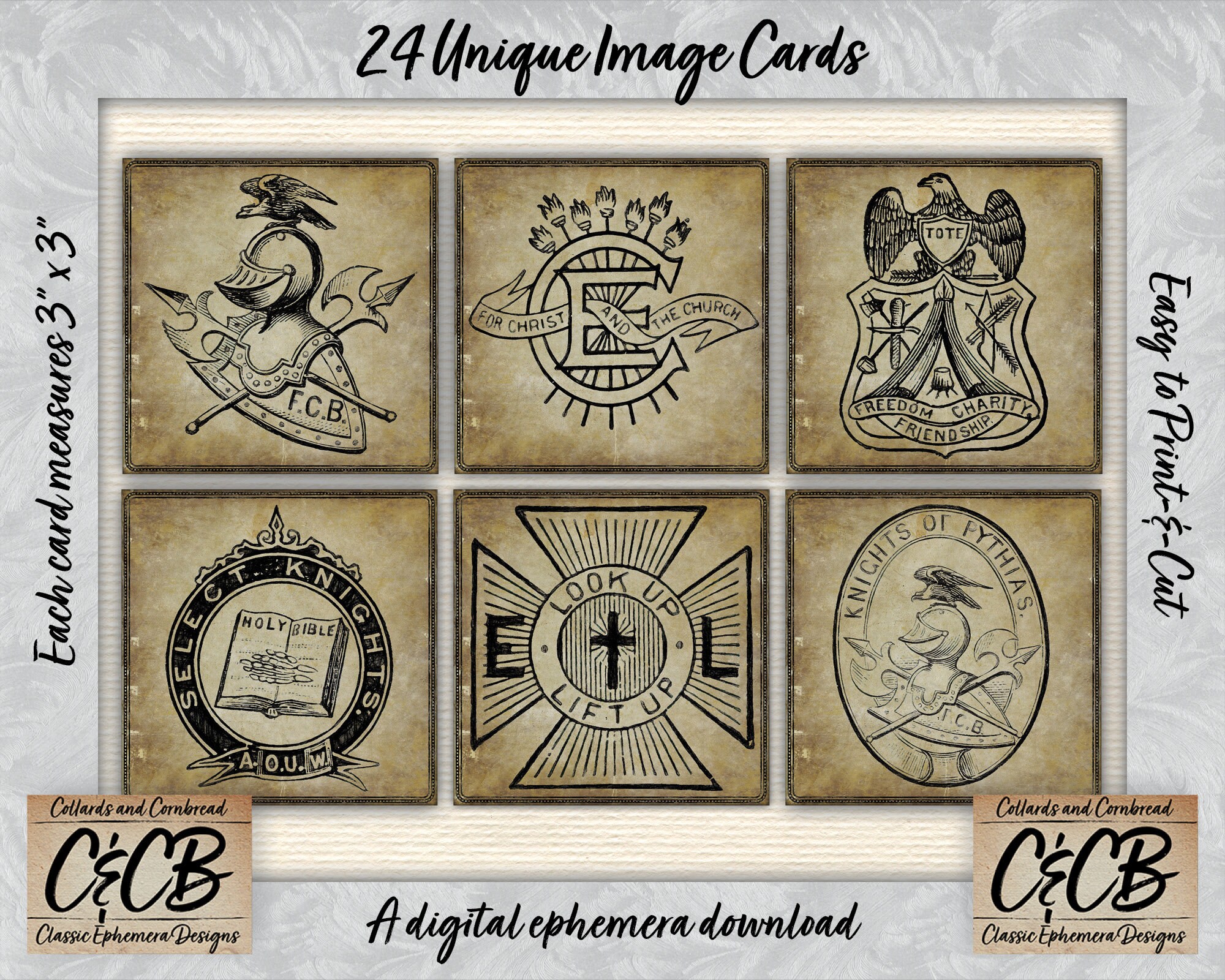 Printers Type Masonic Clip Art Glyph Tags Digital Download Ephemera Set ...