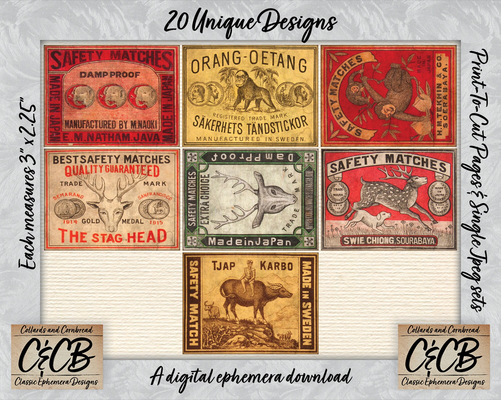 Retro Match Book Covers & Labels Digital Download Ephemera Set - Etsy