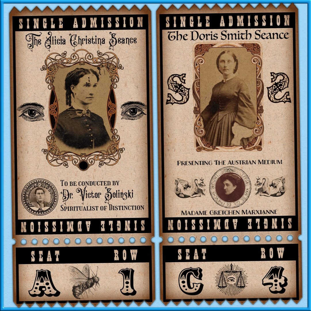 Victorian Seance Admission Ticket Set Printable Digital Instant ...