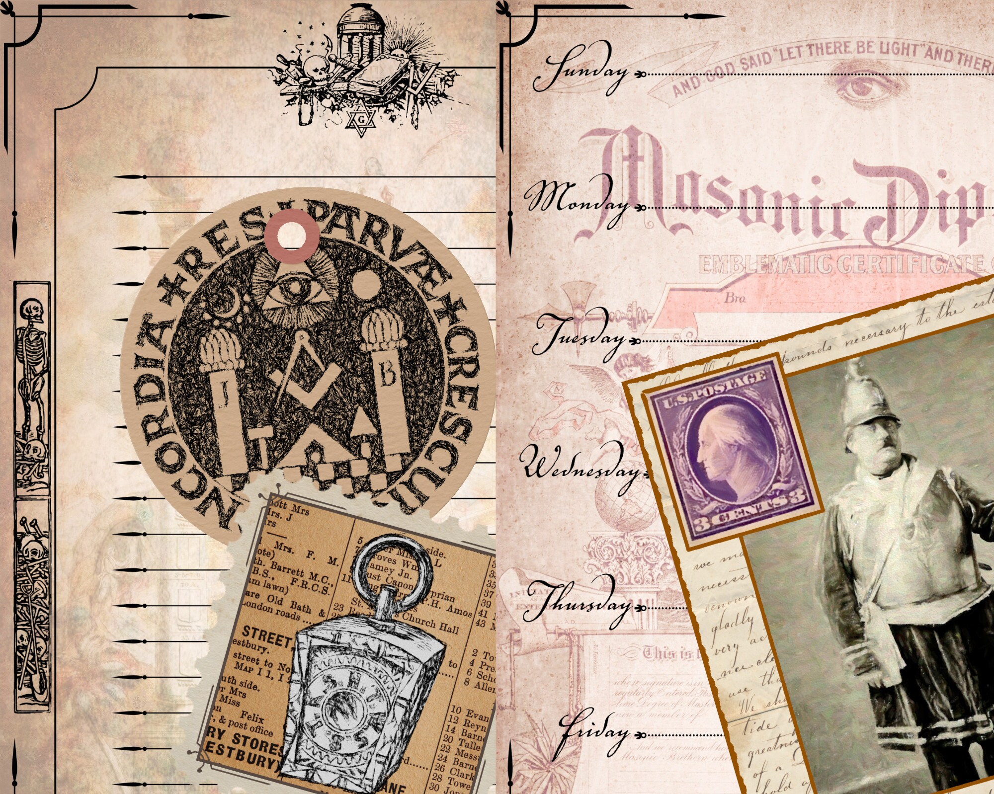 Antique Vintage Masonic Junk Journal Digital Download Ephemera Set ...