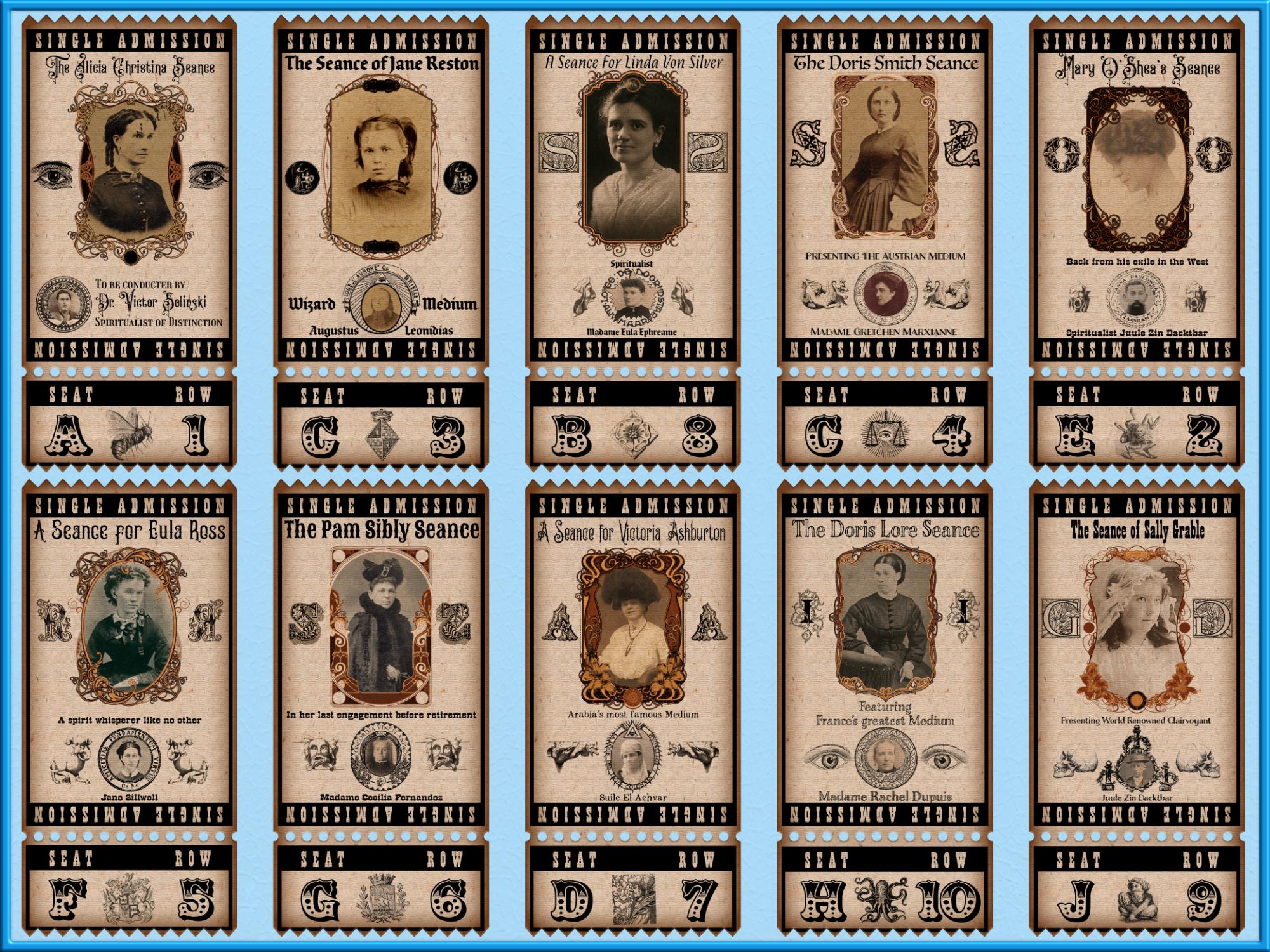 Victorian Seance Admission Ticket Set Printable Digital Instant ...