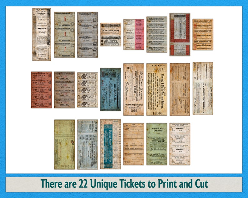 Trains, Trolleys & Buses Transit Tickets and Passes Printable Digital ...