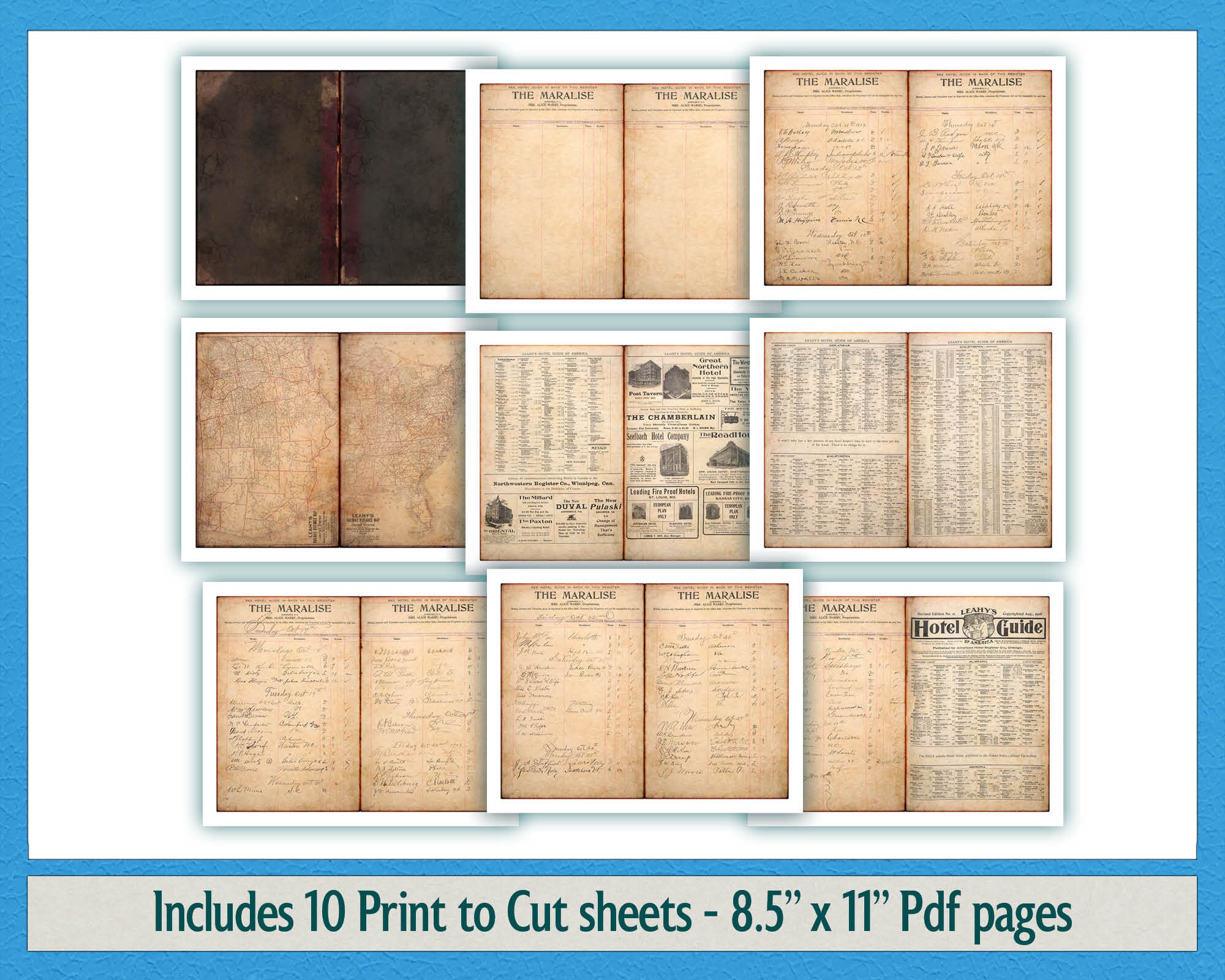Antique Hotel Registry Ledger Pages: Junk Journal Ephemera (digital ...