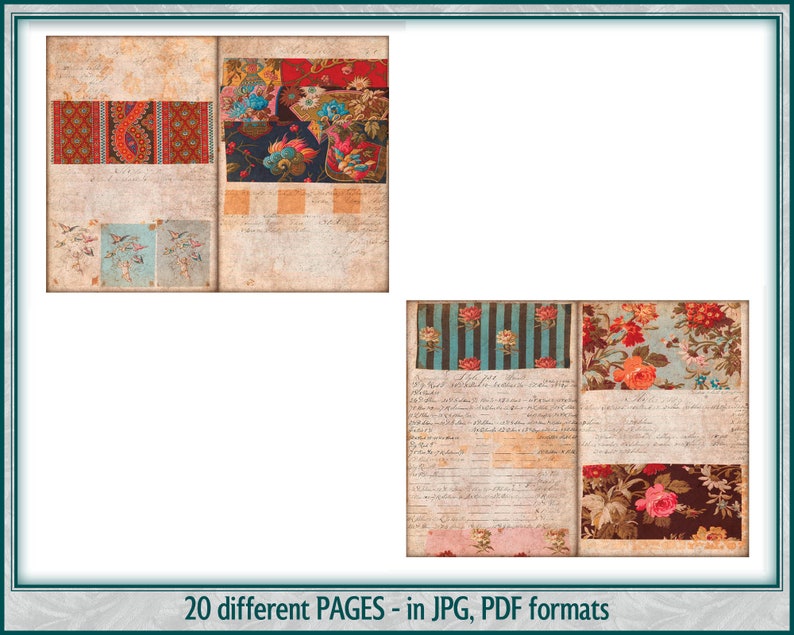Vintage Print Cloth Sample Handwritten Notebook Pages Digital - Etsy
