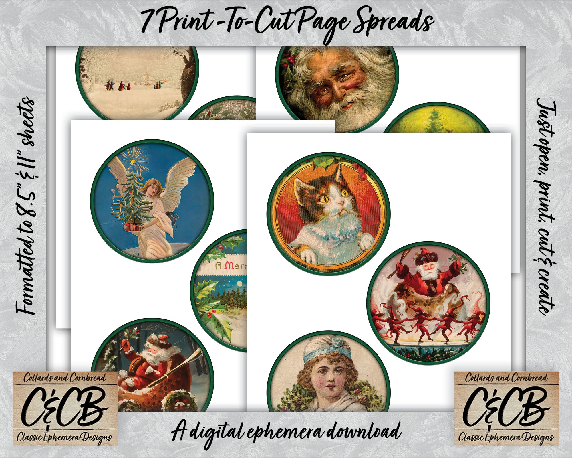 Round Christmas Gift Tags Printable Digital Download Ornament - Etsy