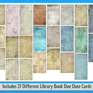 Grunged Library Due Date Slips Printable Digital Download Ephemera Card ...
