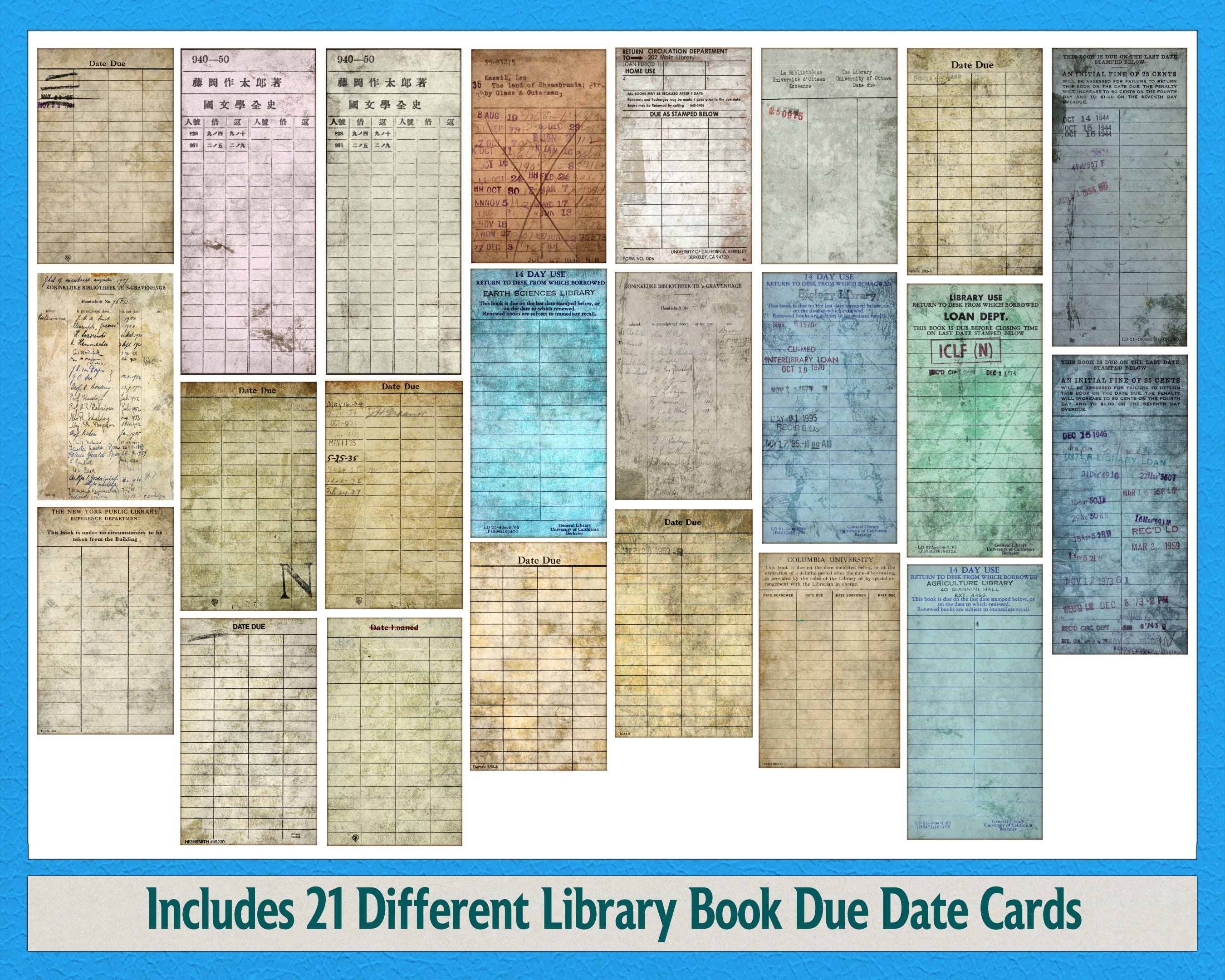 Grunged Library Due Date Slips Printable Digital Download - Etsy