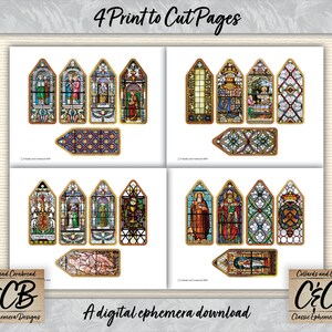 Stained Glass Window Christmas Ornament Tags Printable Digital Download ...