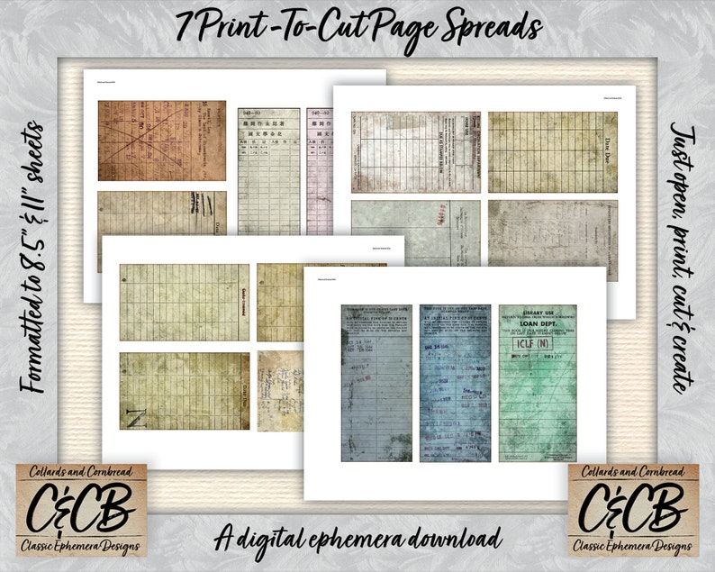 Grunged Library Due Date Slips Printable Digital Download | Etsy