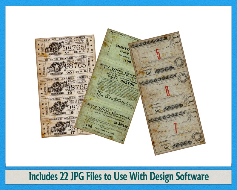 Trains, Trolleys & Buses Transit Tickets and Passes Printable Digital ...