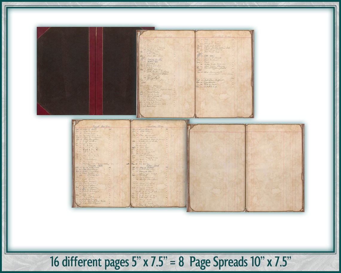 Antique School Librarian's Handwritten Book Ledger Pages Digital ...